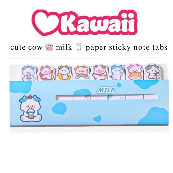 kawaii stationery | Office | Kawaii Blue Cows Sticky Note Paper Index ...